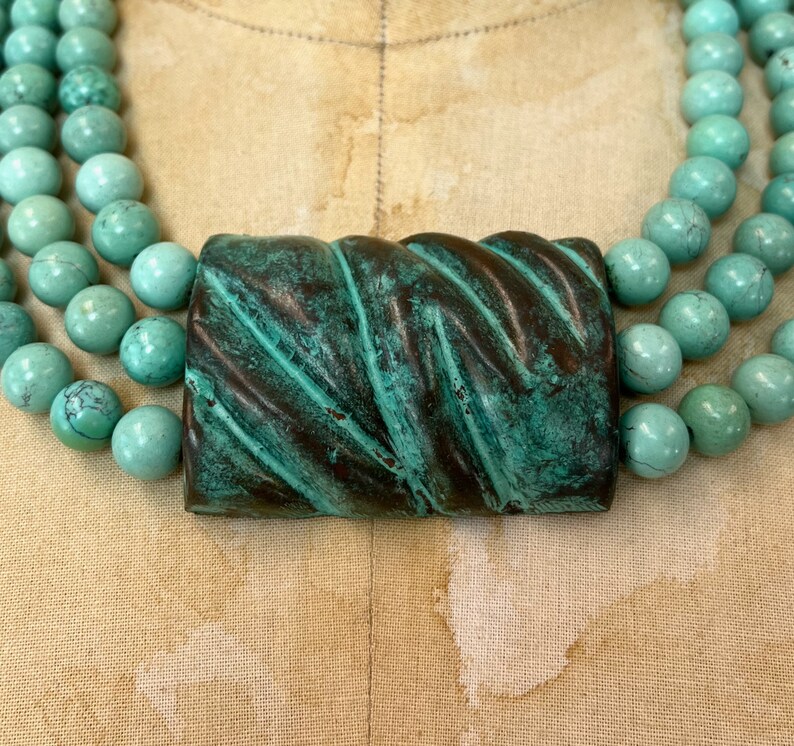 Vintage Alice Kuo Turquoise Beaded Copper Brutalist Multi - Etsy