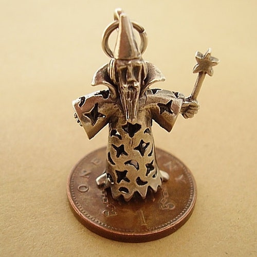 Sterling Silver WIZARD Charm - Etsy