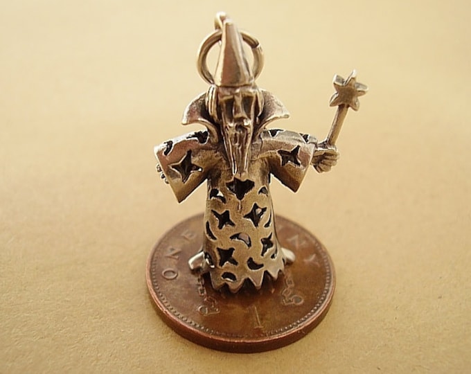 Sterling Silver WIZARD Charm - Etsy
