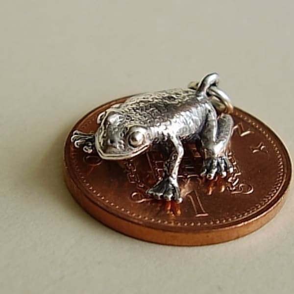 Sterling Silver Frog Charm - Etsy