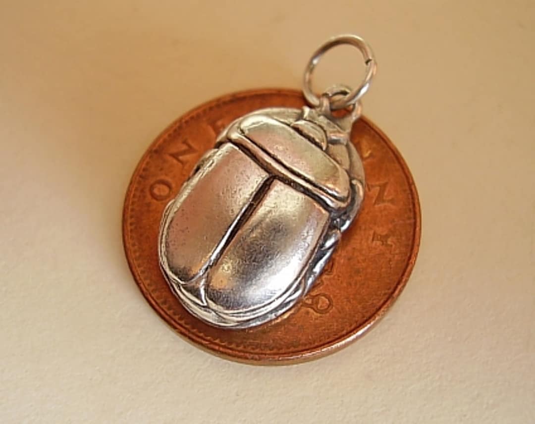 Sterling Silver Scarab Beetle Charm - Etsy