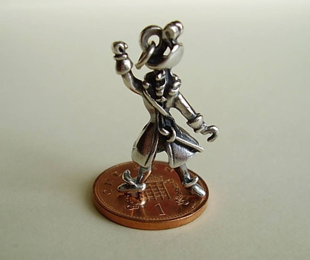 Captain Hook Pirate Sterling Silver Charm - Etsy