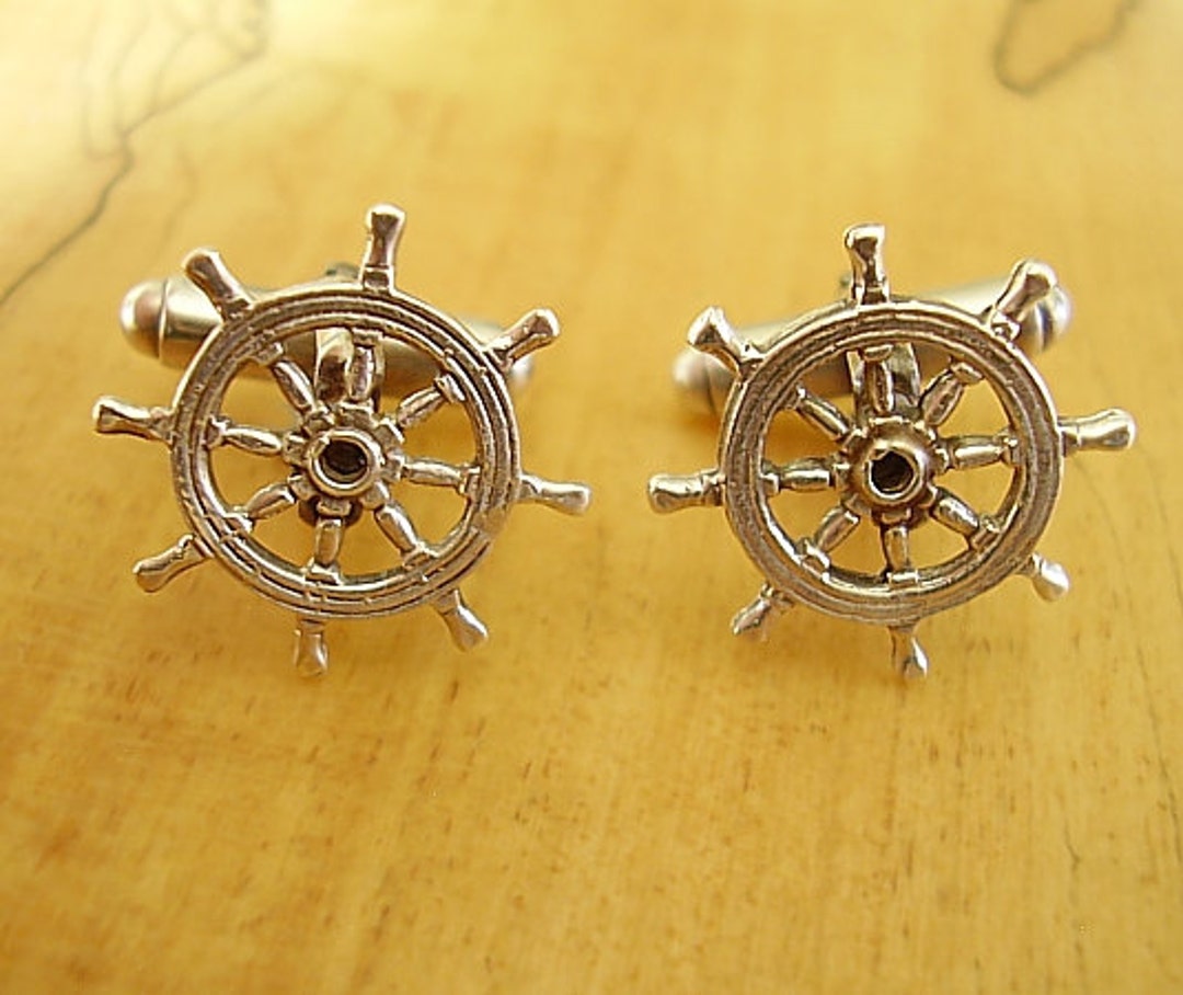 Sterling Silver Nautical Ships Wheel Cufflinks in A Presentation Box - Etsy