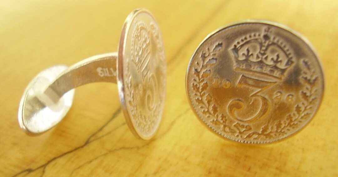 One Pair 1926 Thrupenny Bit Coin Sterling Silver Cufflinks - Etsy UK