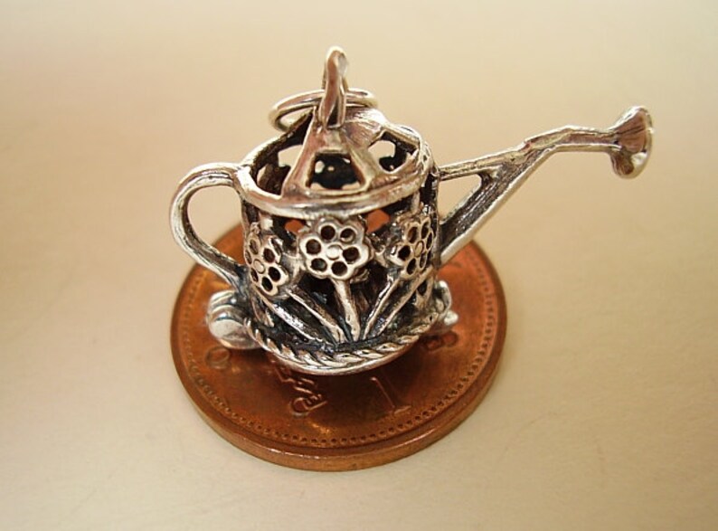 Sterling Silver Watering Can Flower Opening Charm - Etsy