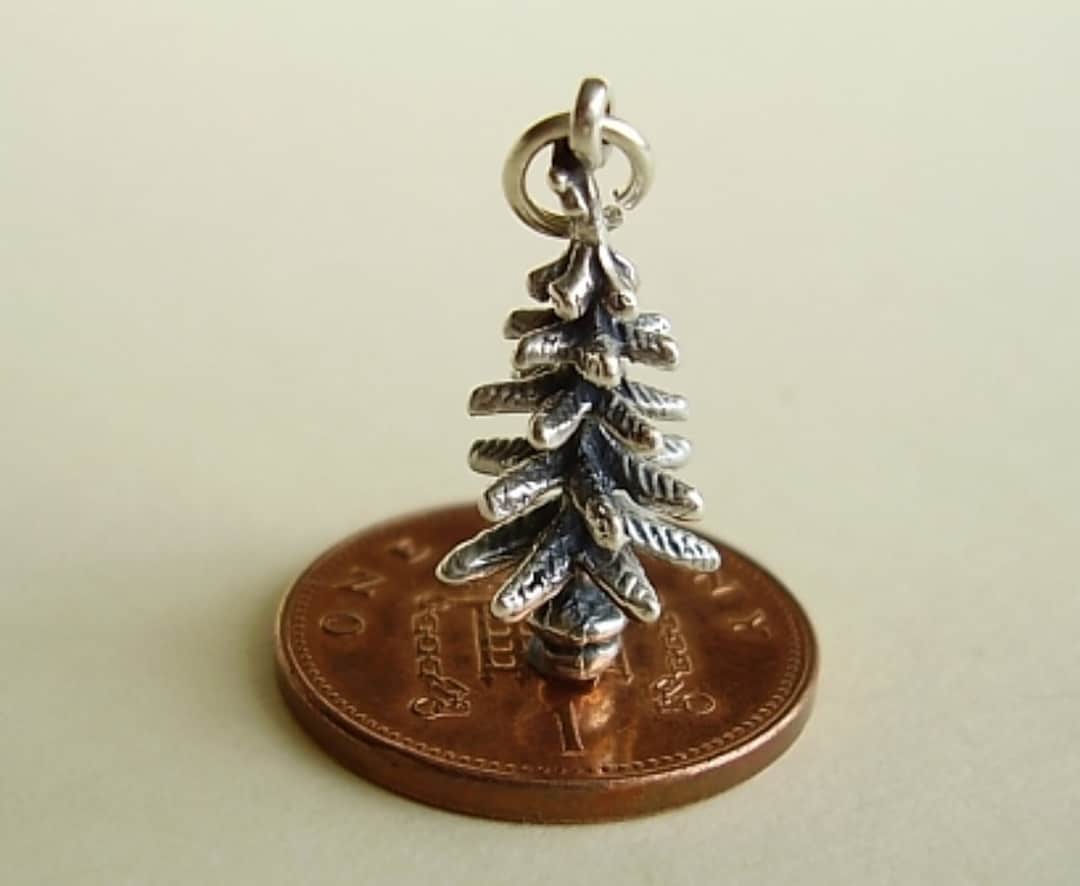 Sterling Silver Christmas Tree Charm - Etsy