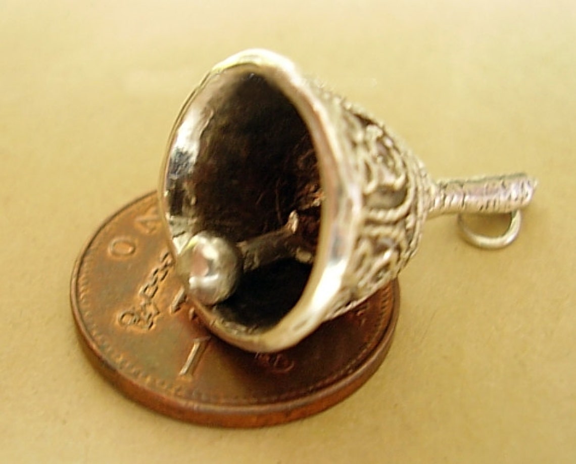 Sterling Silver Ornate Bell With Real Moving Clanger - Etsy UK