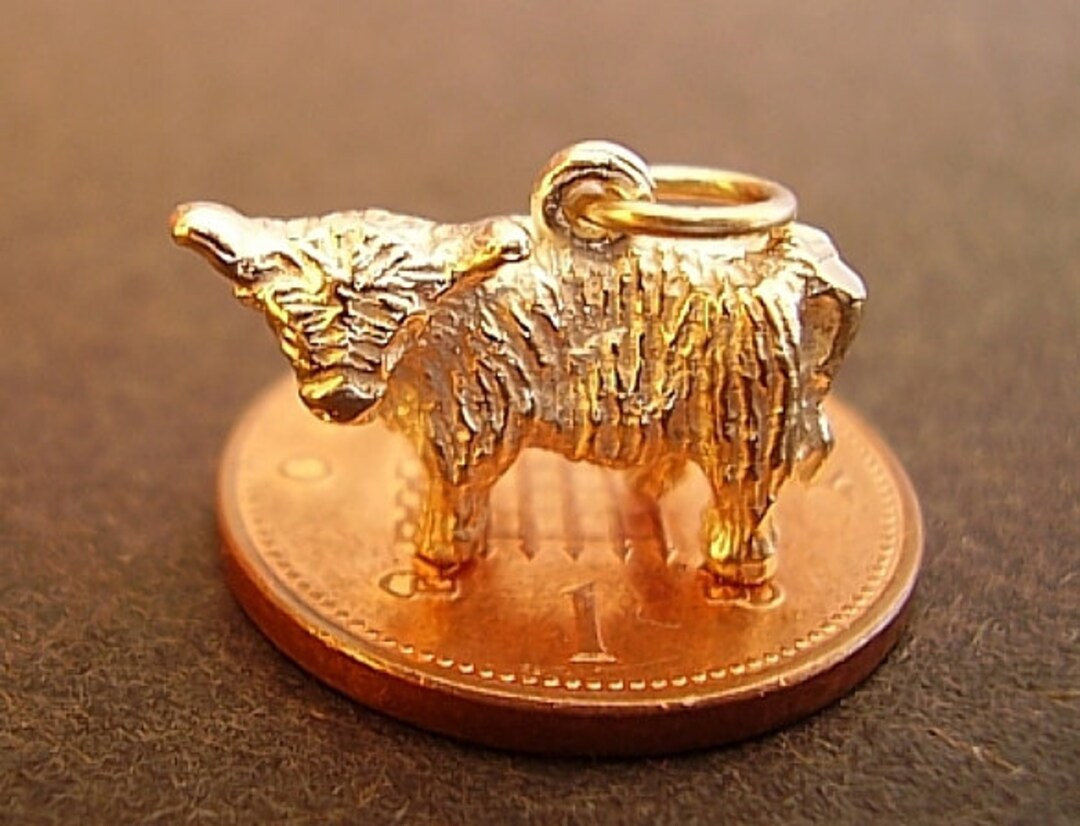 9ct 9K Gold Scottish Highland Cow Charm - Etsy