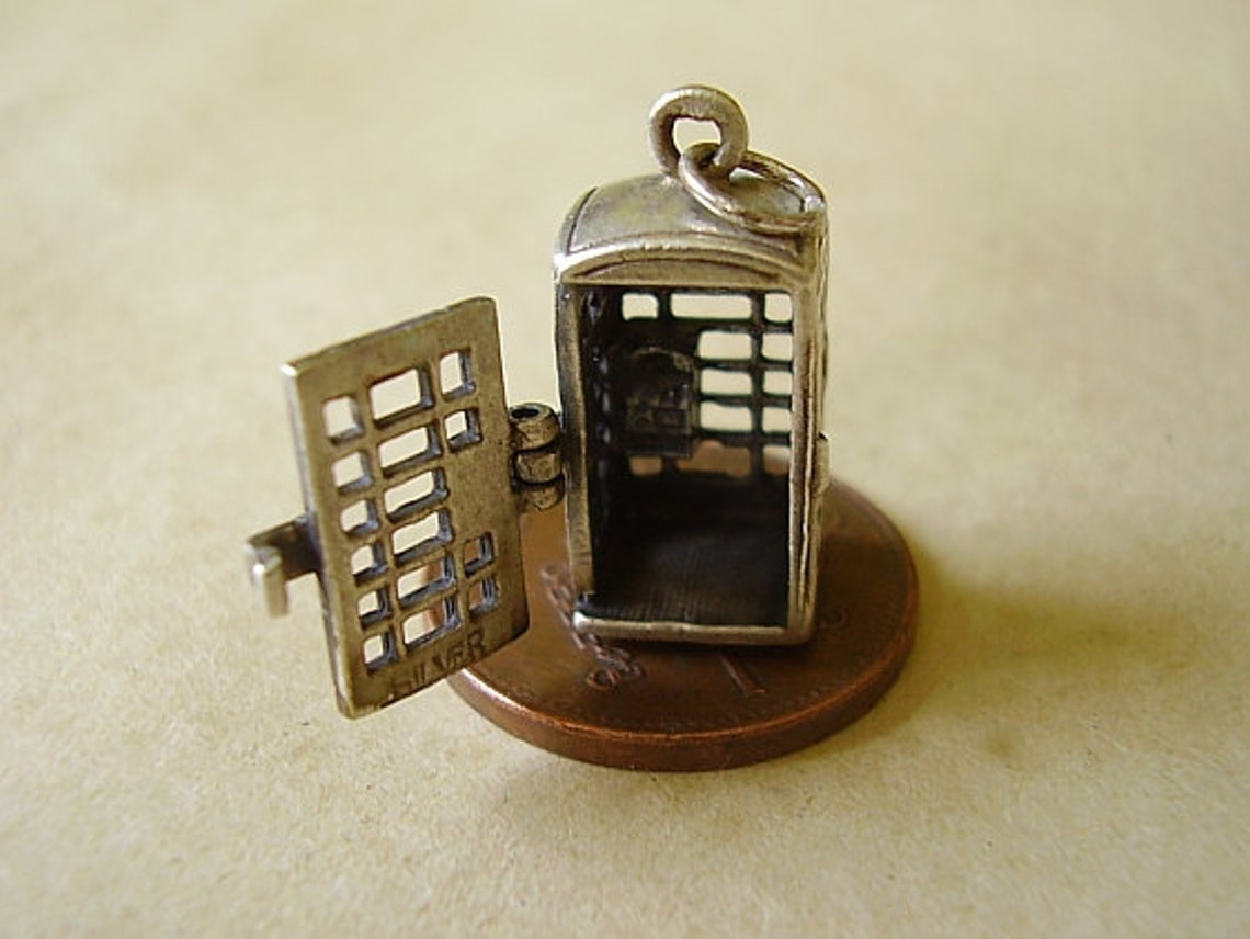 Sterling Silver Opening Telephone Box Charm - Etsy