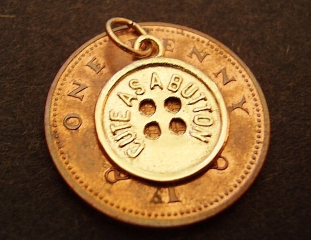 9k 9ct Gold Cute as A Button Charm - Etsy
