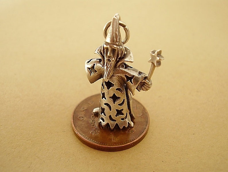 Sterling Silver WIZARD Charm - Etsy