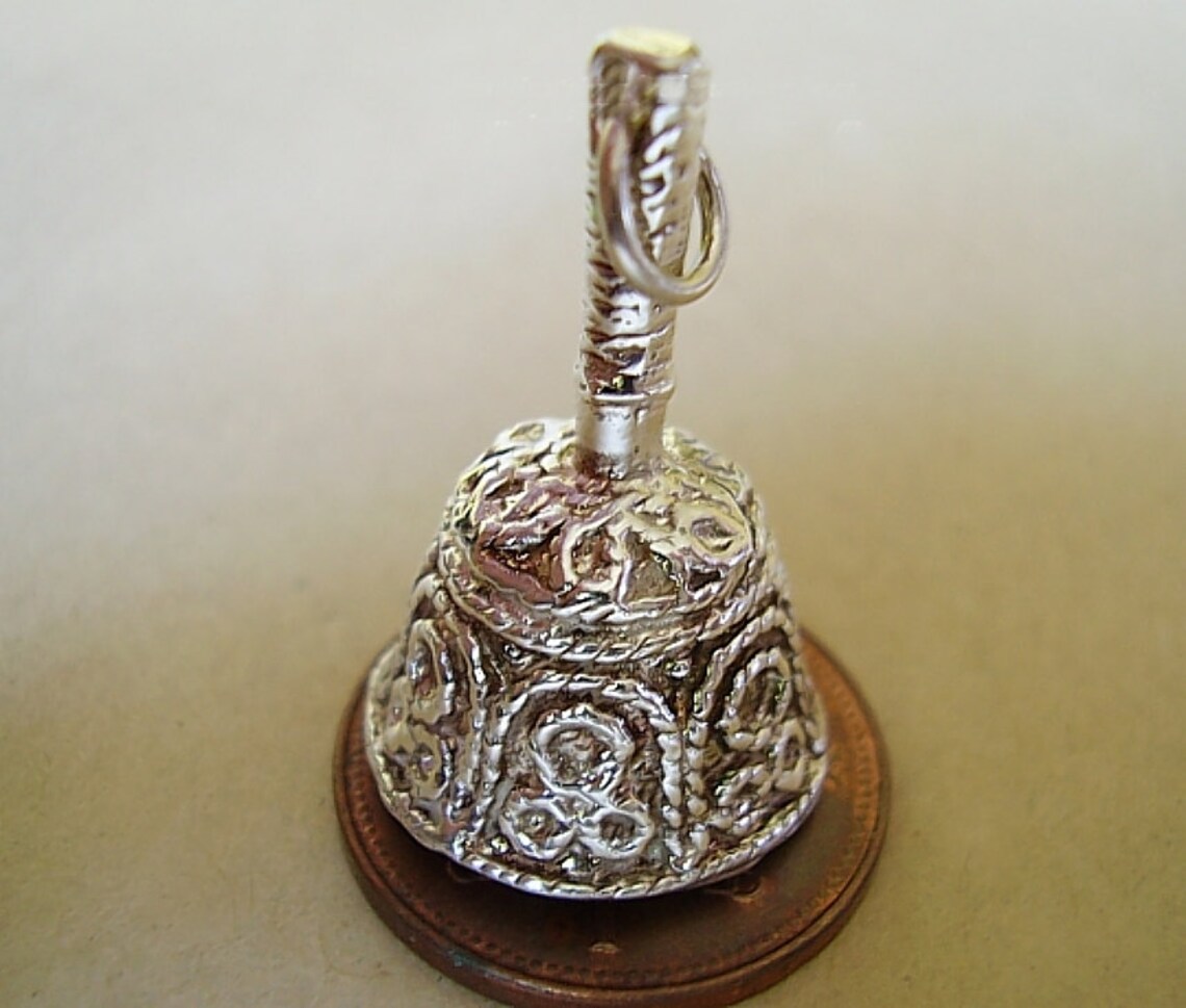 Sterling Silver Ornate Bell With Real Moving Clanger - Etsy UK