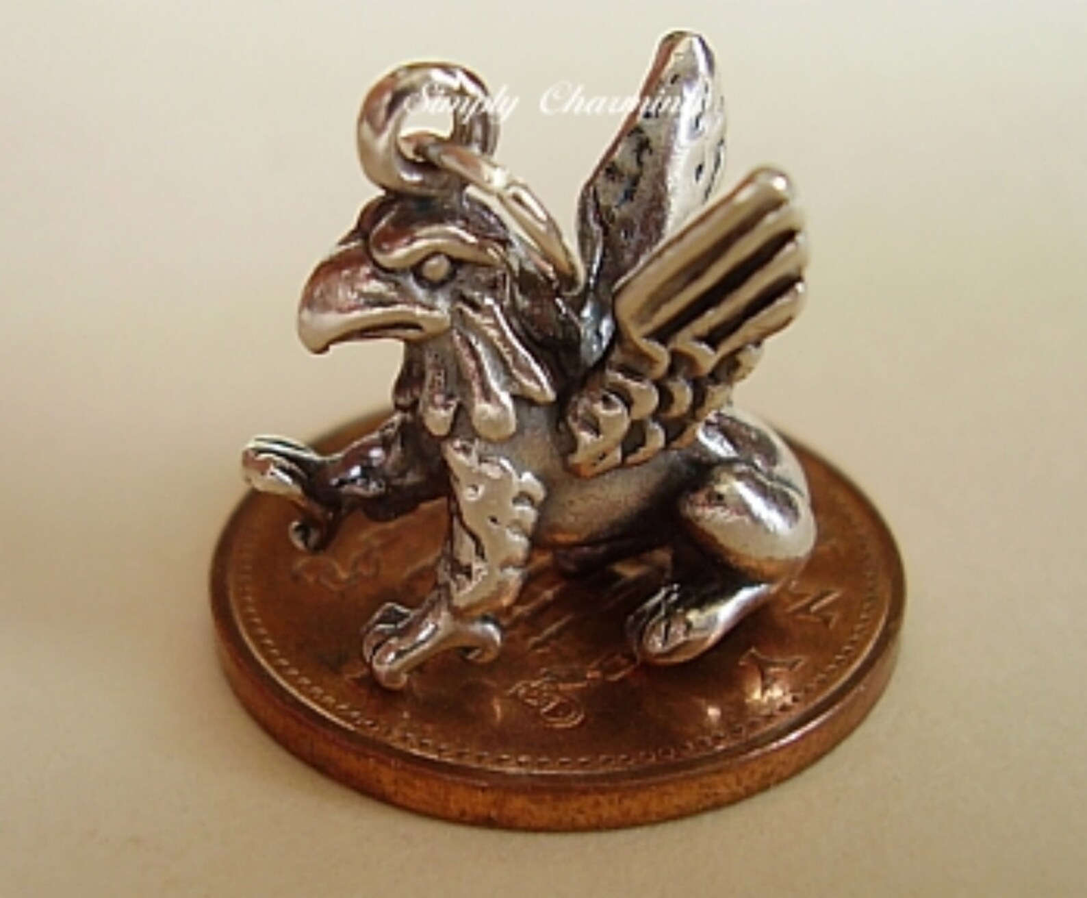 Sterling Silver Griffin Gryphon Charm - Etsy
