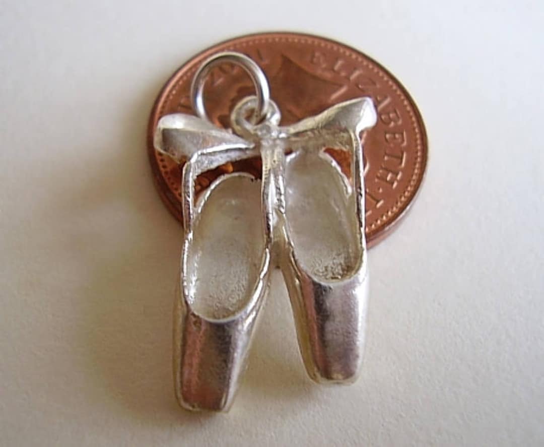 Sterling Silver Ballet Shoes Charm - Etsy