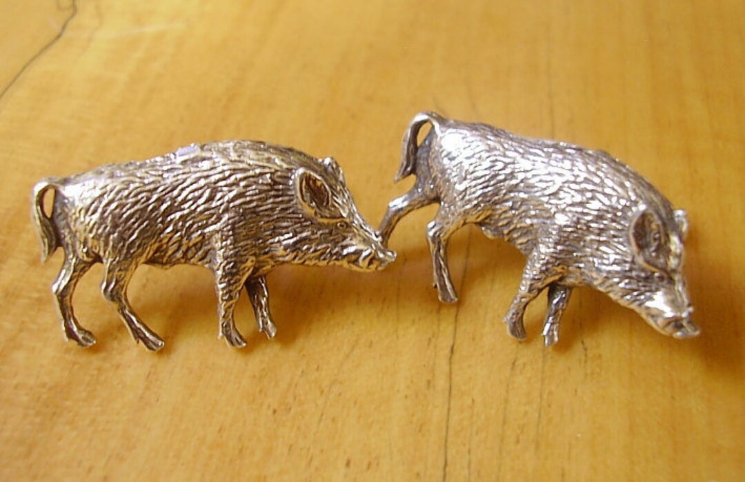 Large Pair Warthog Wild Boar Sterling Silver Cufflinks in Presentation ...