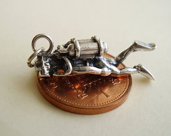Sterling Silver Scuba Diver Frogman Charm - Etsy