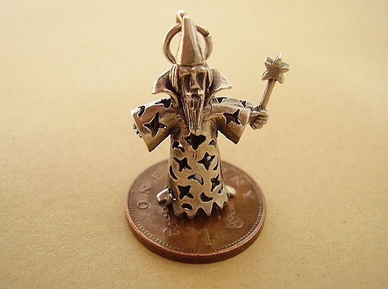 Sterling Silver WIZARD Charm - Etsy