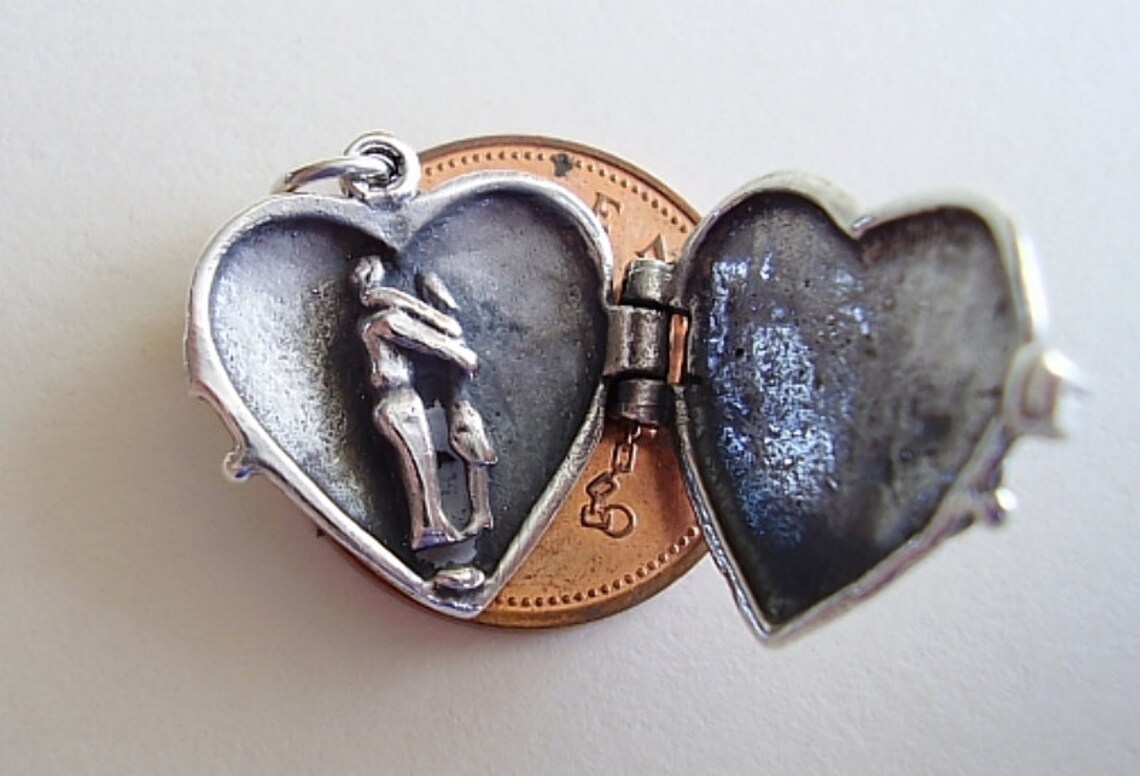 Sterling Silver HEART LOCKET Loving Couple Opening Charm - Etsy