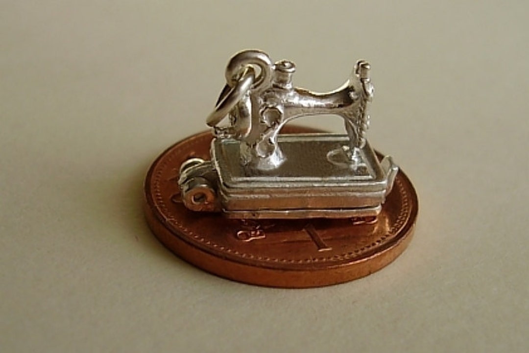 Sterling Silver Opening Sewing Machine Needle and Thread Silver Charm ...