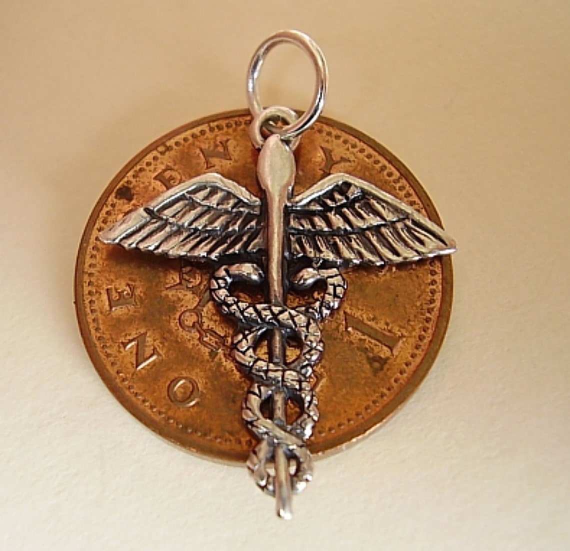 Sterling Silver Caduceus Charm | Etsy