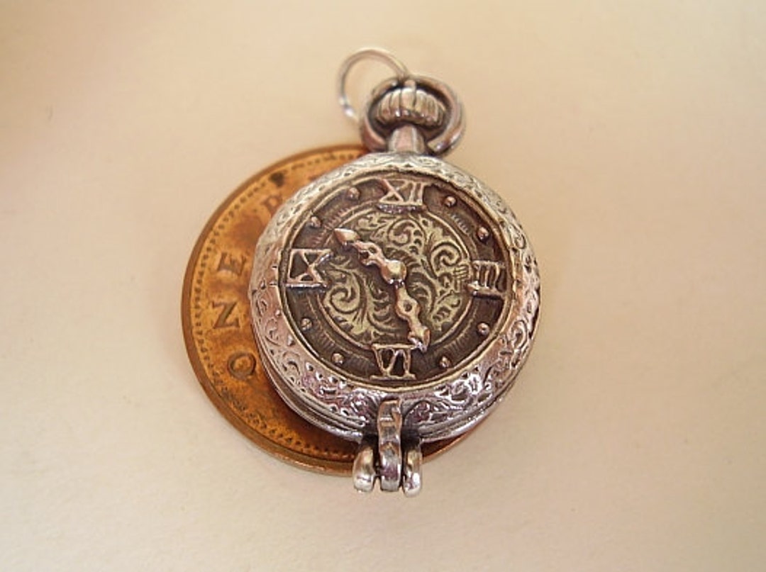 Sterling Silver Opening Pocket Watch - Hour Glass Charm - Etsy