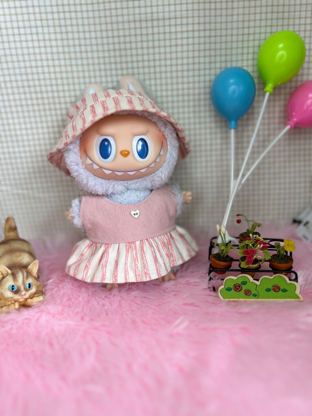 011 Labubu Macaron ,labubu Ver.1, Labubu Dress W Bucket Hat, Labubu ...