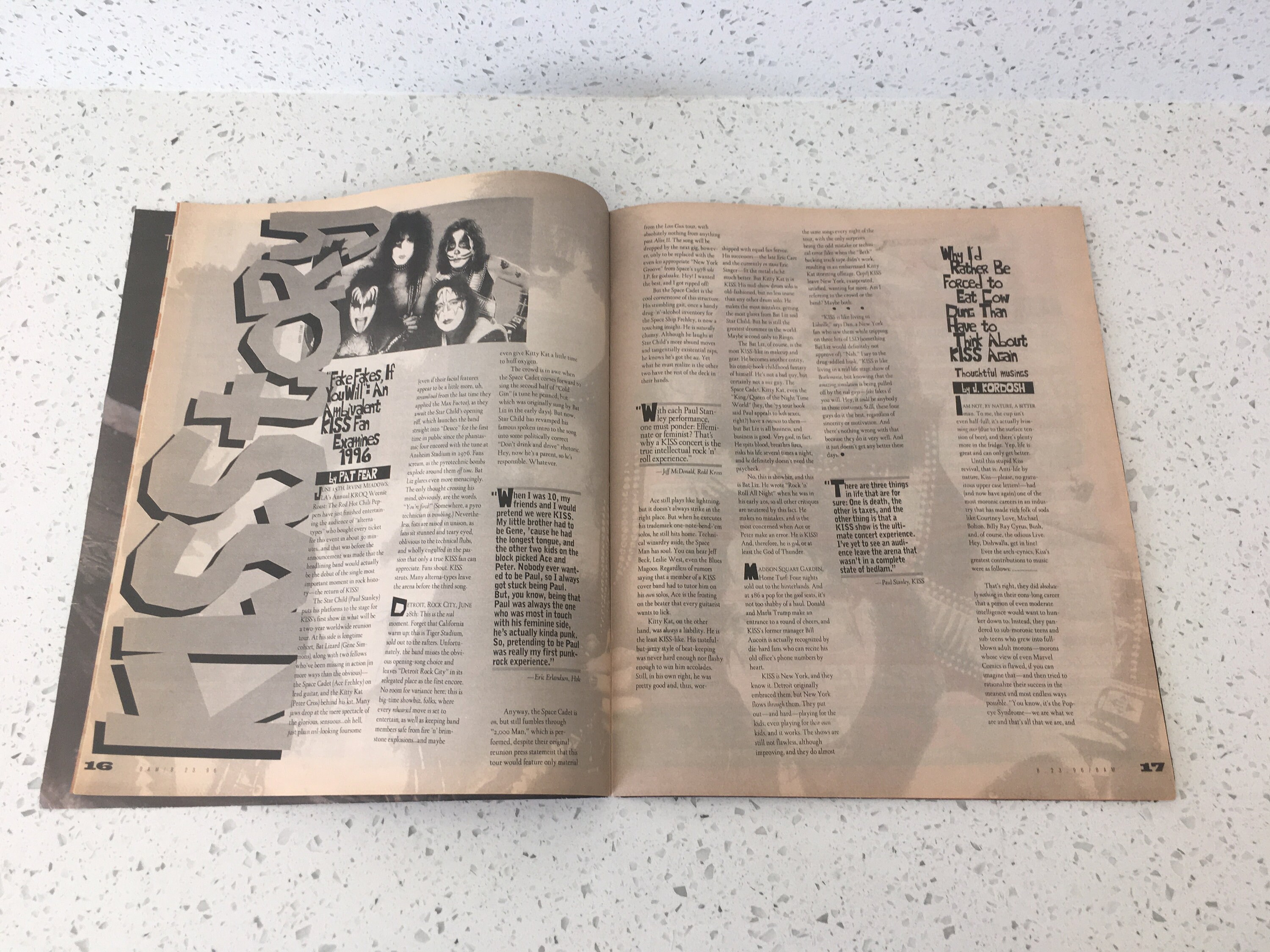 BAM Magazine KISS on Cover With Story Inside Issue 491 08-23-1996 - Etsy