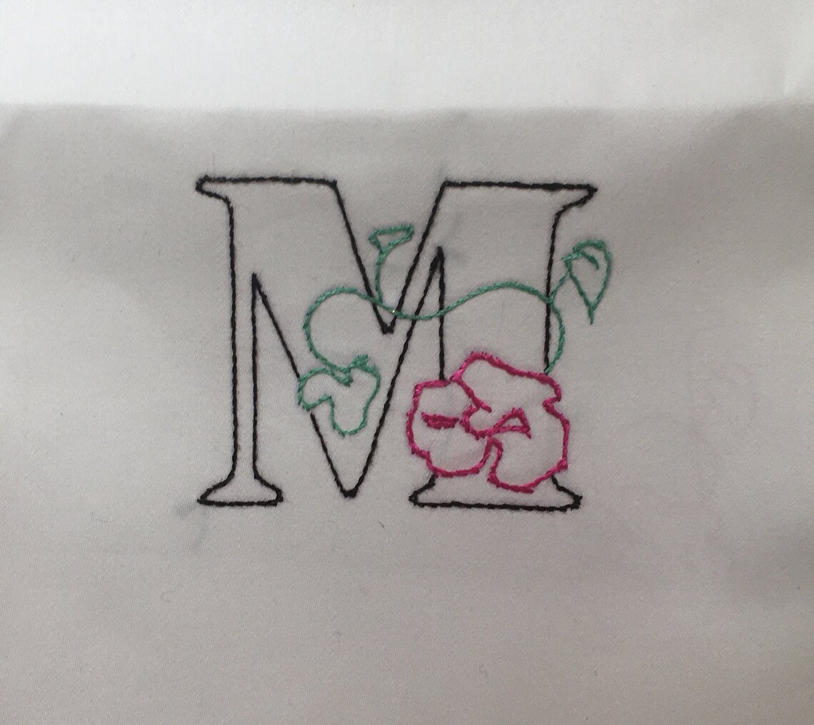 New Hand Embroidered Monogram Letter M Standard Pillowcase, Qty 2. - Etsy