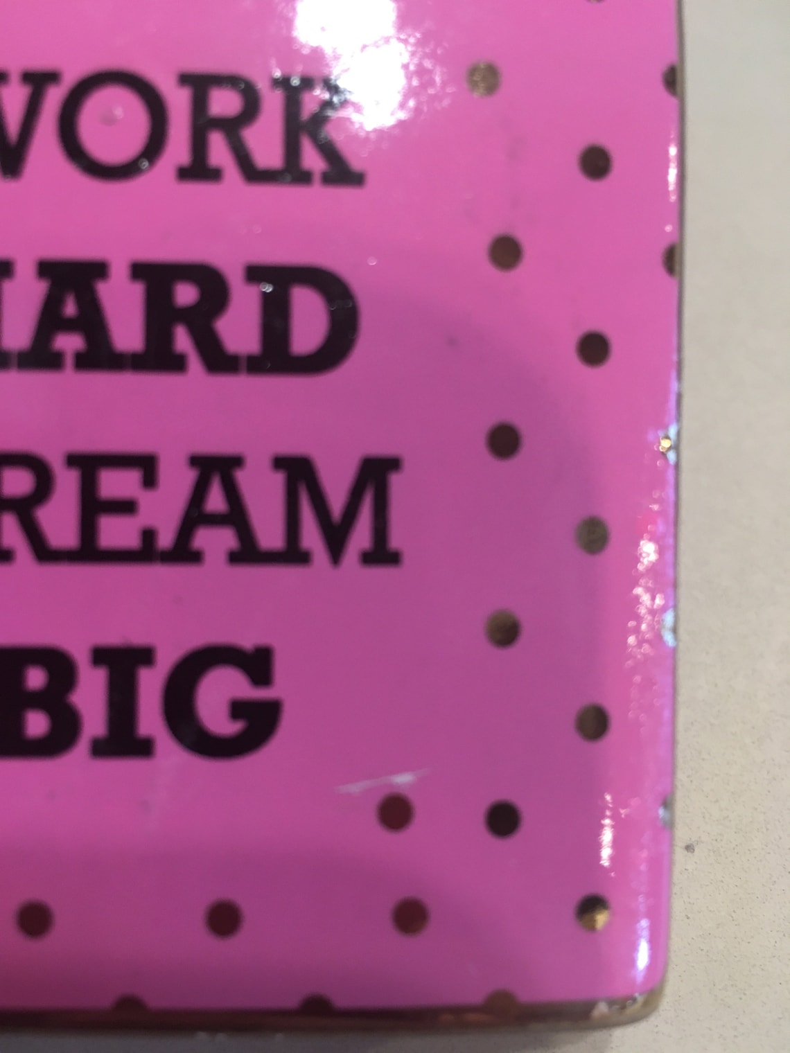 Gold & Pink work Hard Dream Big Inspirational Sign - Etsy