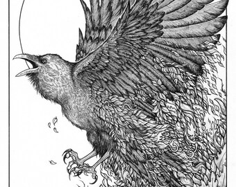 Raven drawing | Etsy