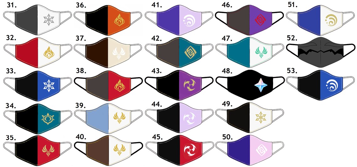 Genshin Impact Inspired HTV Face Masks made to Order - Etsy