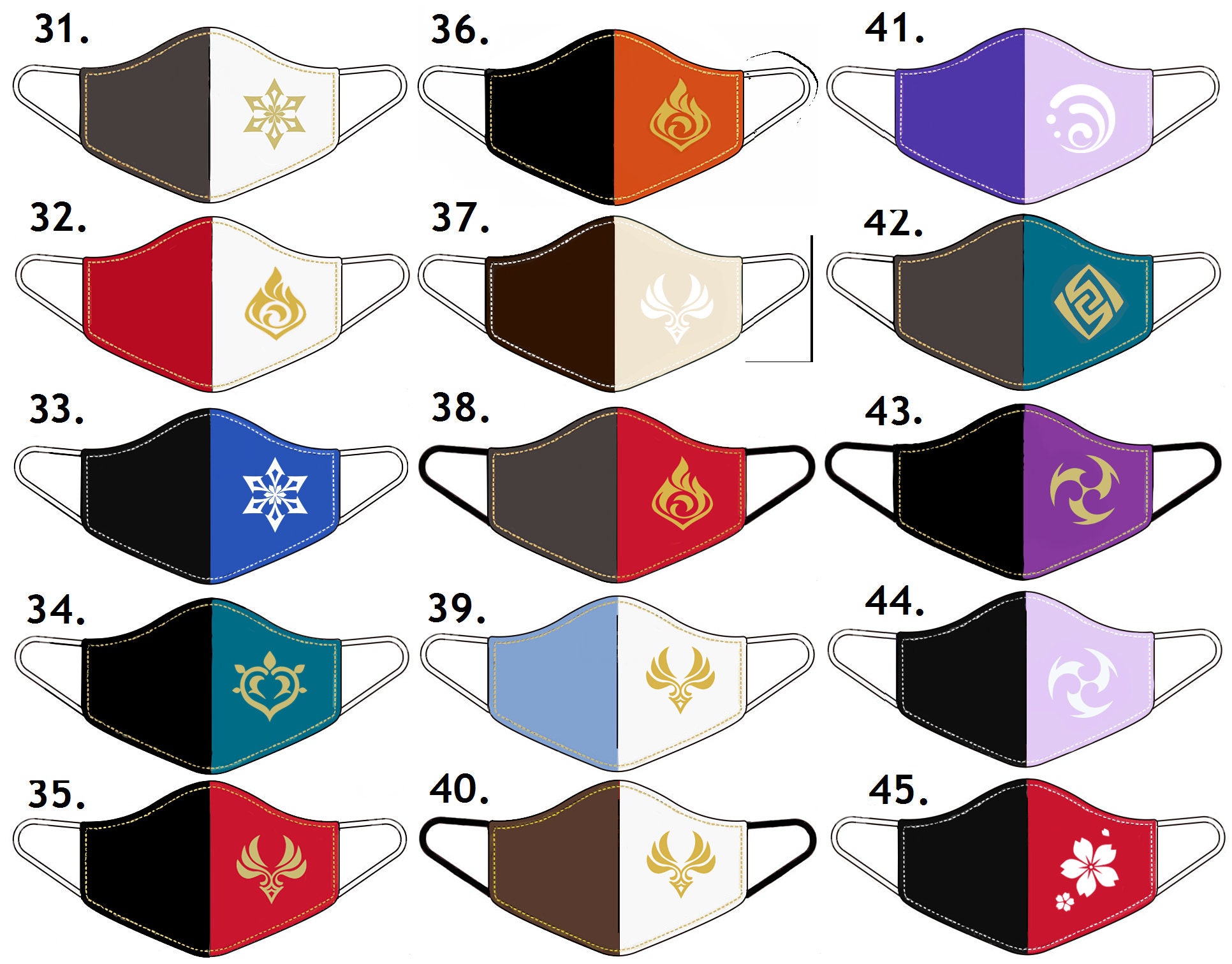 Genshin Impact Inspired HTV Face Masks Made to Order | Etsy