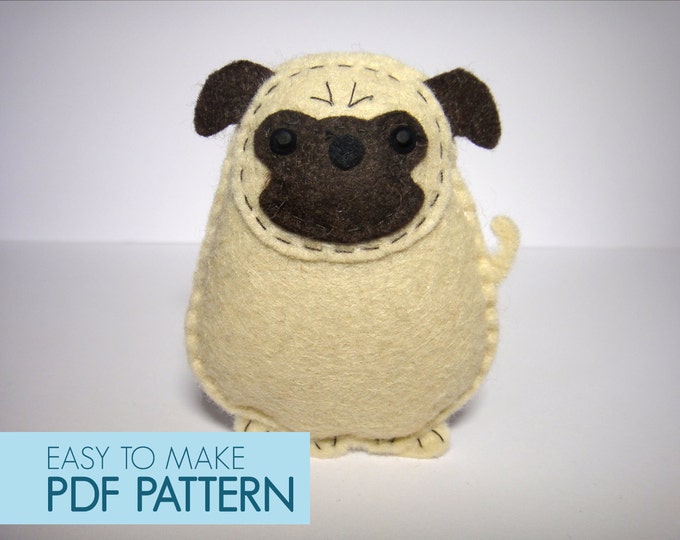 Pug Dog Sewing Pattern Puppy Softie Plush Toy Cloth Doll - Etsy