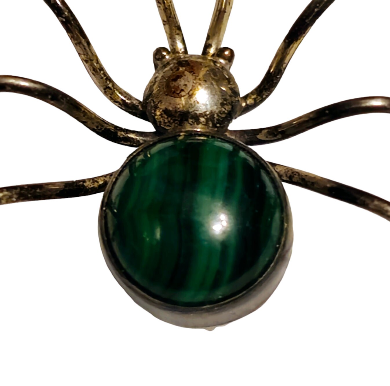 Navajo Sterling Silver & Malachite Spider Brooch - Etsy