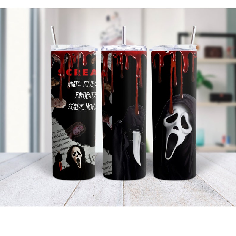 Two 20oz Ghost Face Whats Your Favorite Scary Movie Sublimation Tumbler ...