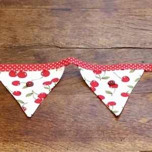 Retro Red Cherry Handmade, Pretty Cotton,garden Party Bunting Sewn to ...
