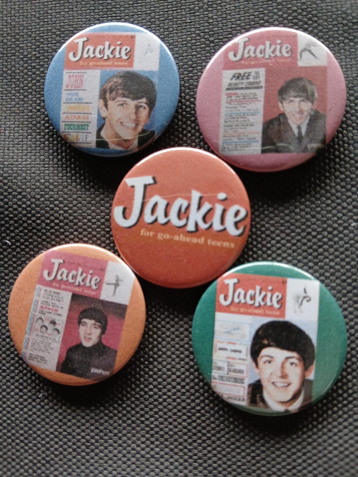 Beatles Jackie Magazine - 5 X 25mm Button Badges - Paul Mccartney John ...