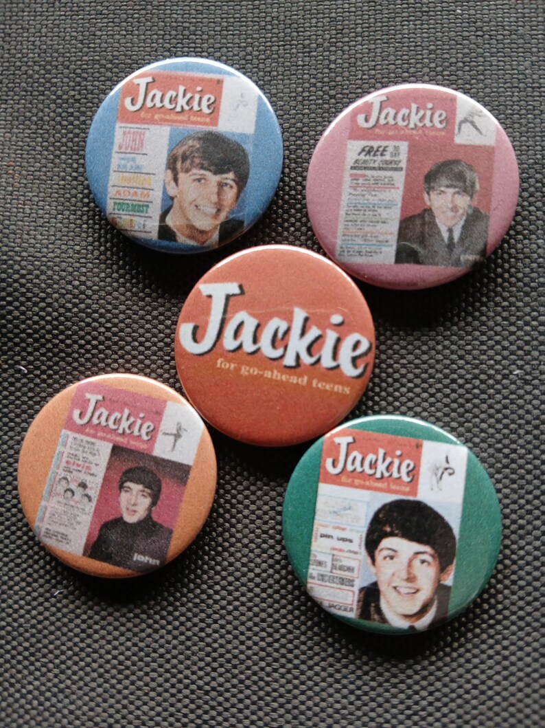 Beatles Jackie Magazine - 5 X 25mm Button Badges - Paul Mccartney John ...