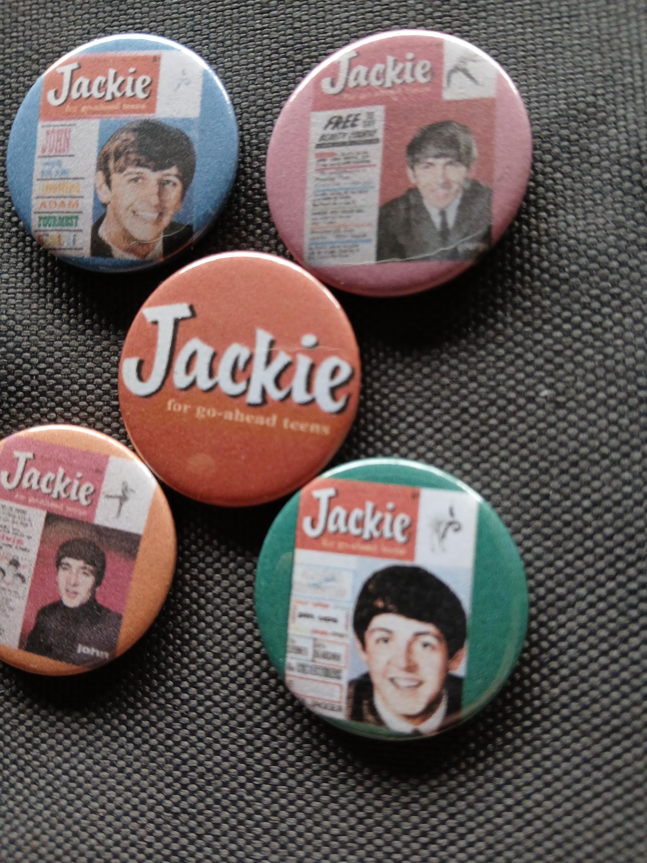 Beatles Jackie Magazine - 5 X 25mm Button Badges - Paul Mccartney John ...