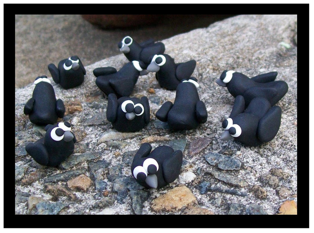 Mini - Raven Black Bird Crows - Polymer Clay Ornaments - Etsy