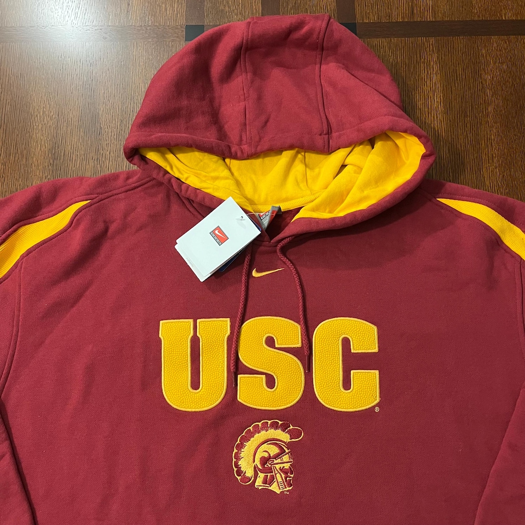 NWT Vintage USC Trojans Hoodie Nike Center Swoosh Sweatshirt Southern ...