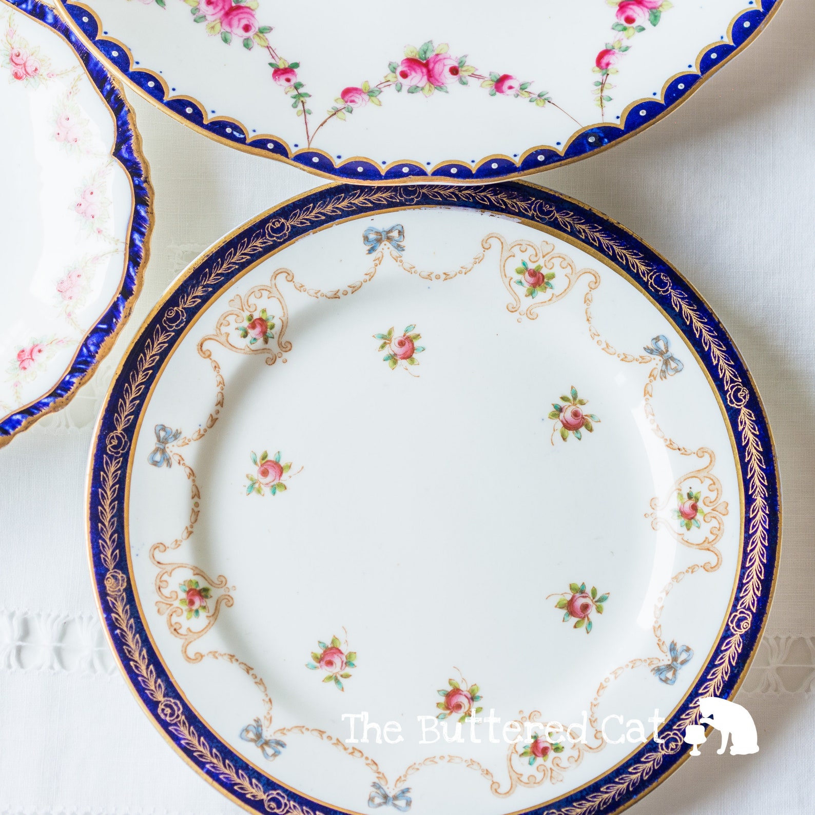 THREE Elegant Antique English China Plates Hand-decorated - Etsy
