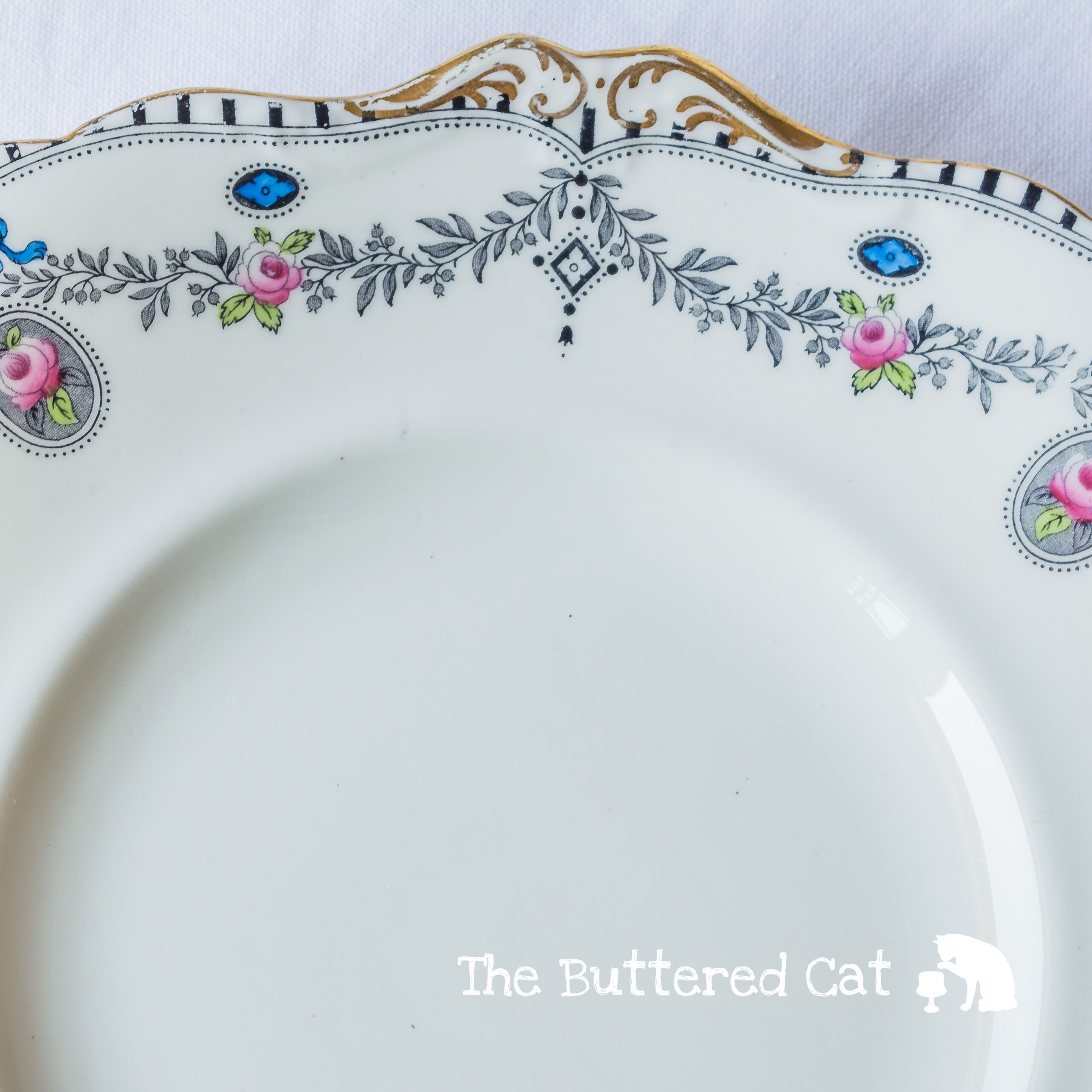 Antique Early 1900s Paragon Cake Plate Blue Ribbon Bows. Pink | Etsy