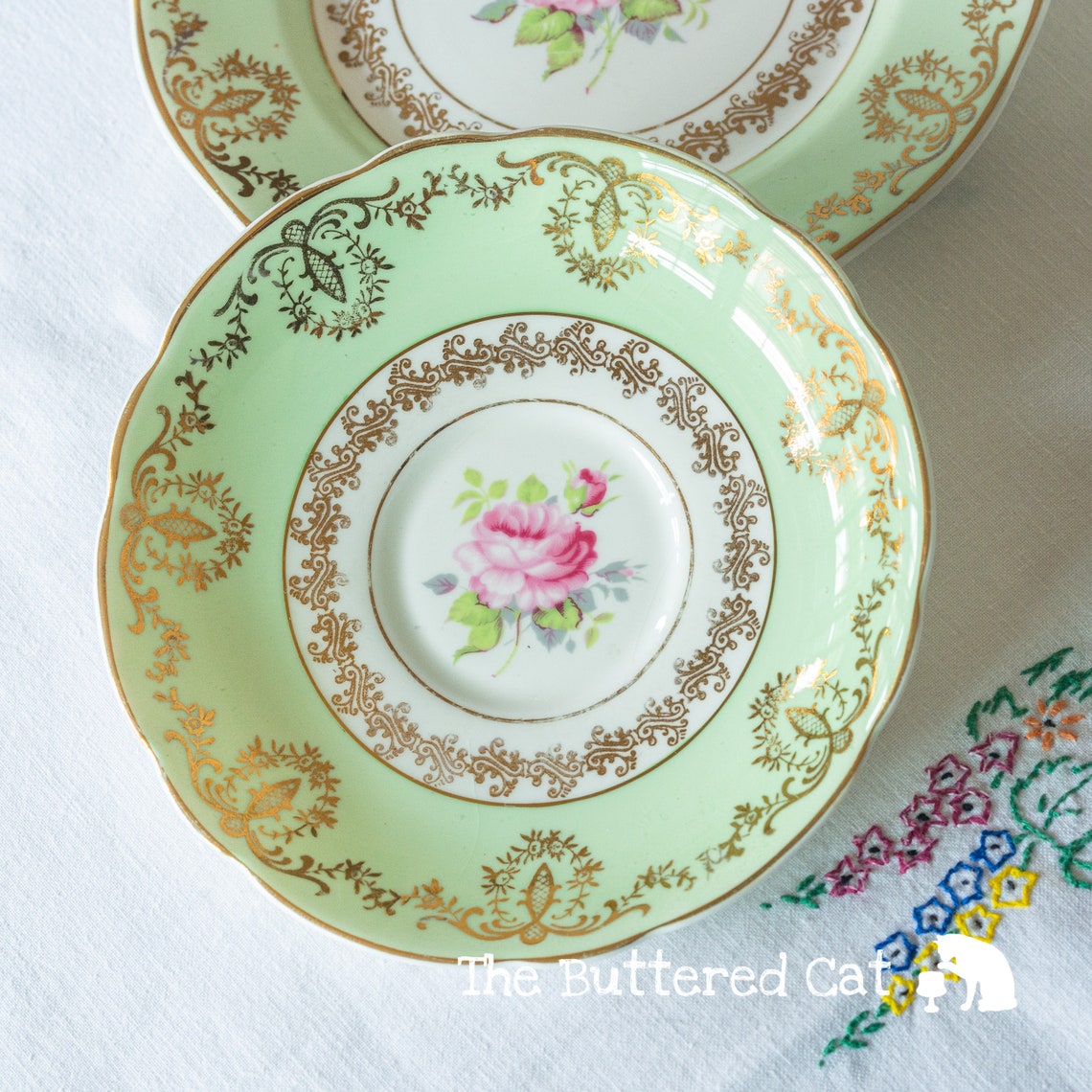 Pretty Pastel Green Vintage Bone China Tea Trio in the ' - Etsy