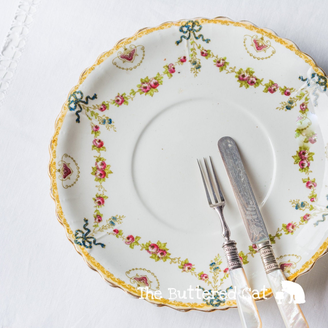 Antique E.B. Foley Bone China Cake Plate Hand-decorated Blue - Etsy