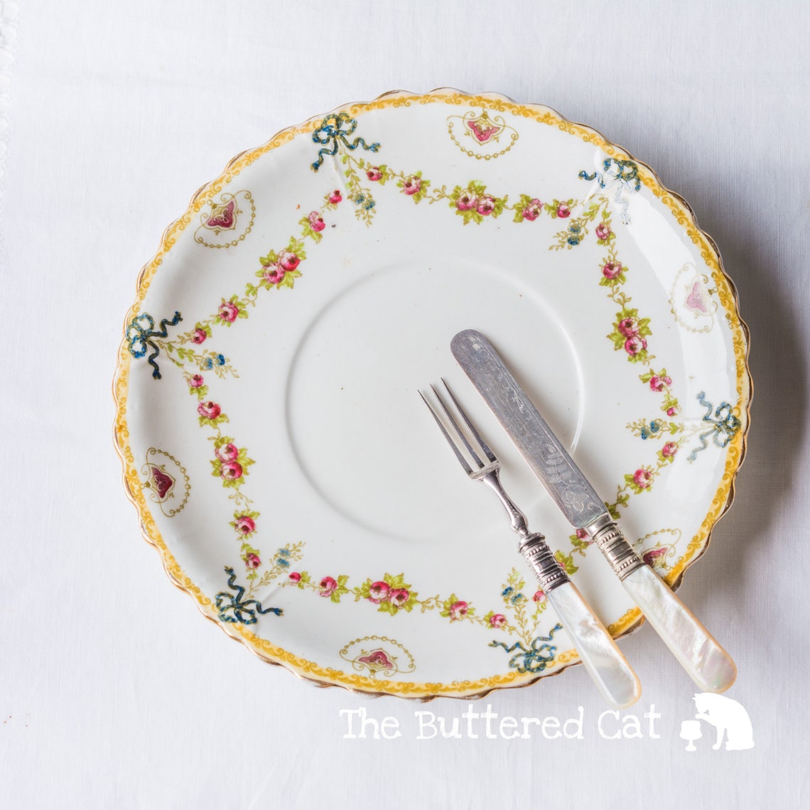 Antique E.B. Foley Bone China Cake Plate Hand-decorated Blue - Etsy