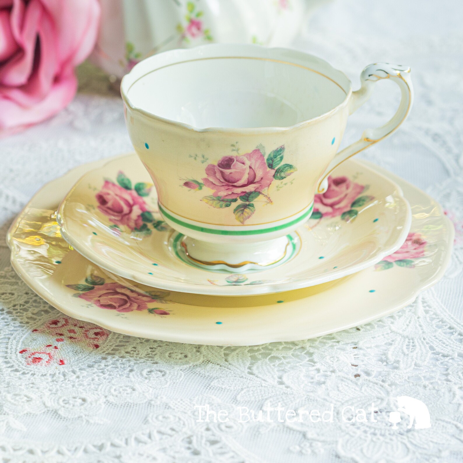 Stunning Vintage Paragon Tea Trio Pink Rose Hand-decorated - Etsy