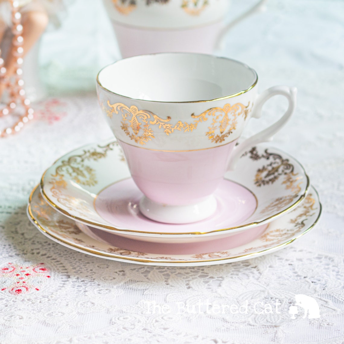 Pretty Pale Pink Vintage English Tea Trio | Etsy