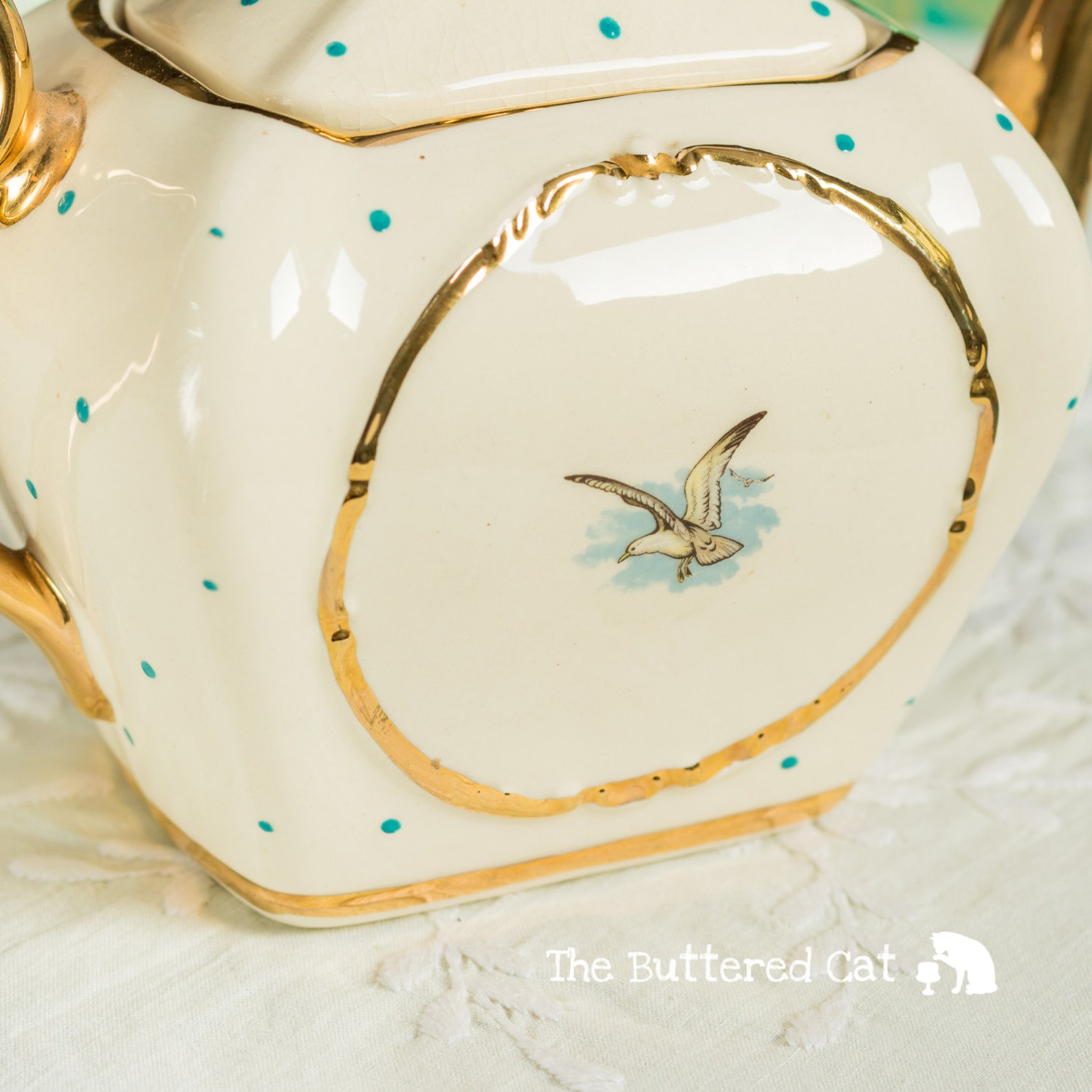 Adorable Blue Polka Dot Vintage Cube Shaped Teapot - Etsy