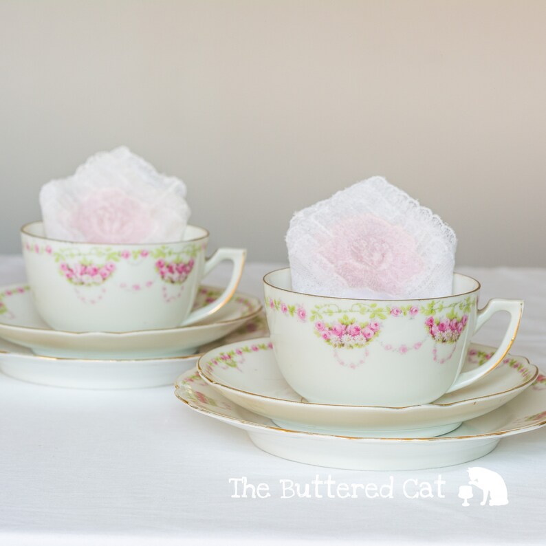 Two Shabby Chic Antique Breakfast Cups and Saucers Pink Rose - Etsy